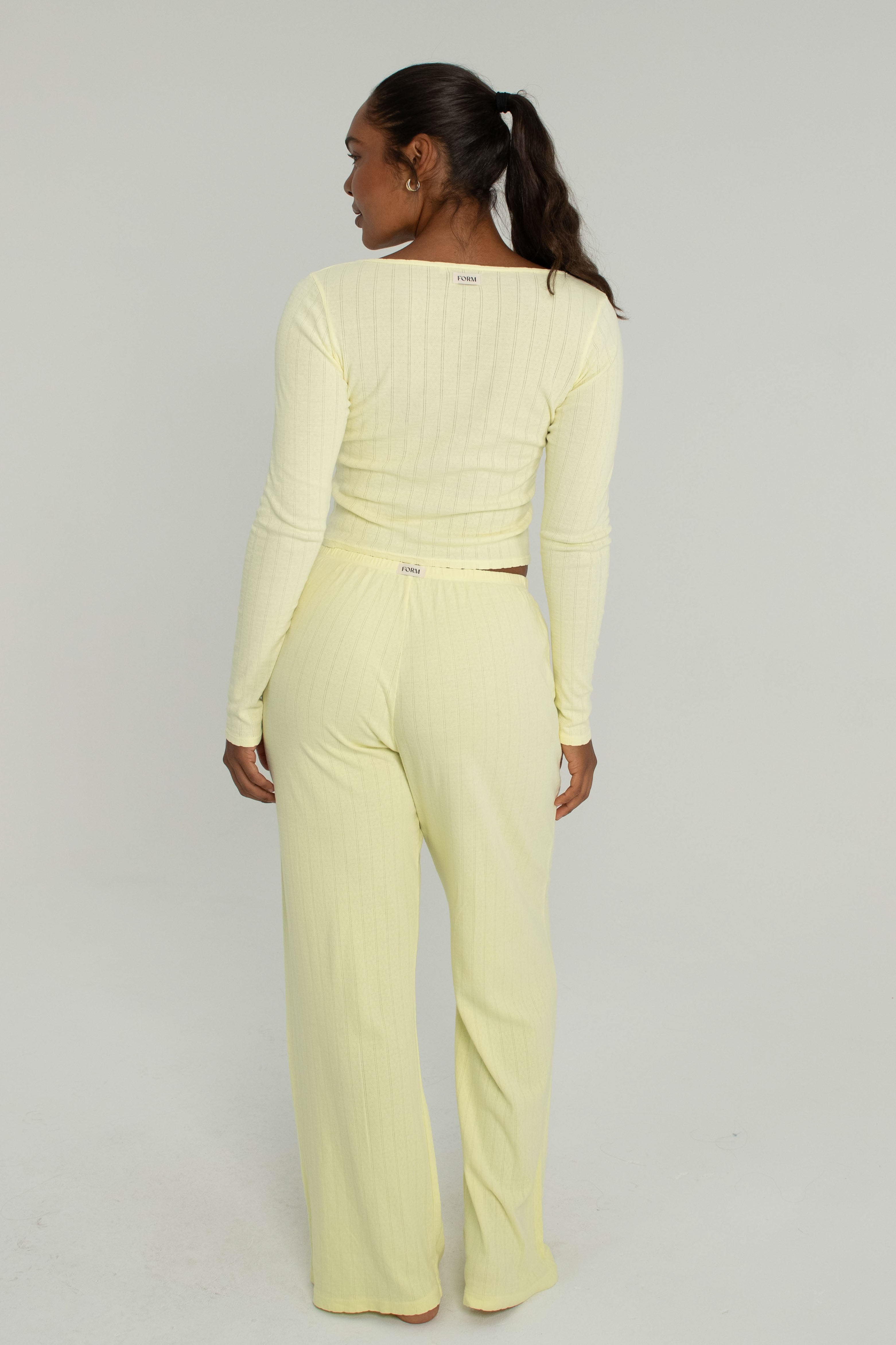 Butter Yellow Pointelle Long Sleeve Top - FORM